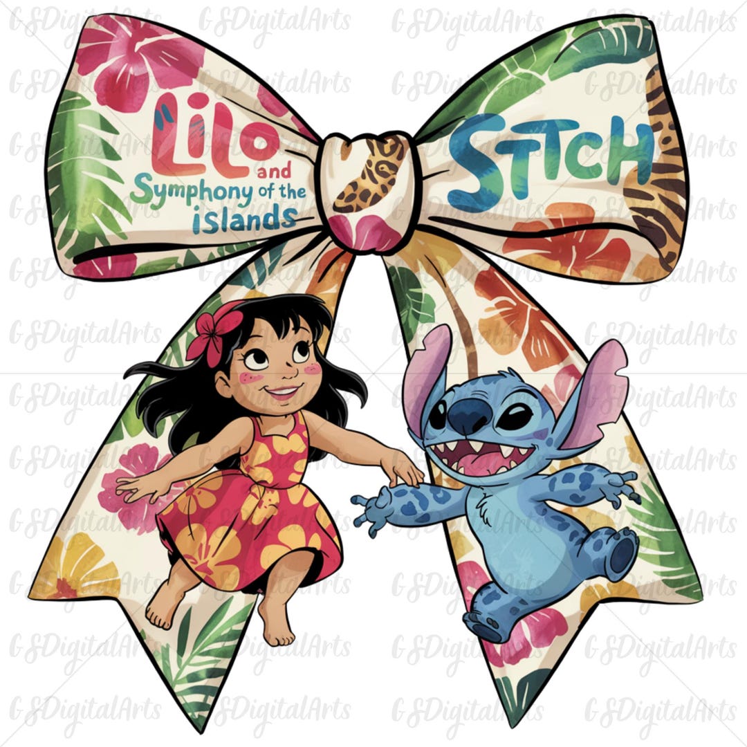 Lazo de Lilo y Stitch PNG: Clipart de isla tropical (Descarga digital ...