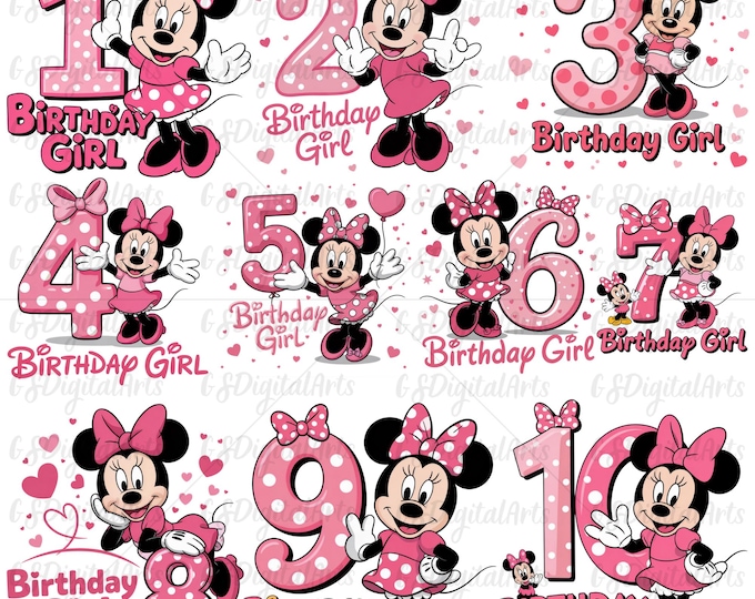 Minnie Mouse PINK Alphabet Hand-drawn Clipart Letters and Numbers, Pink ...