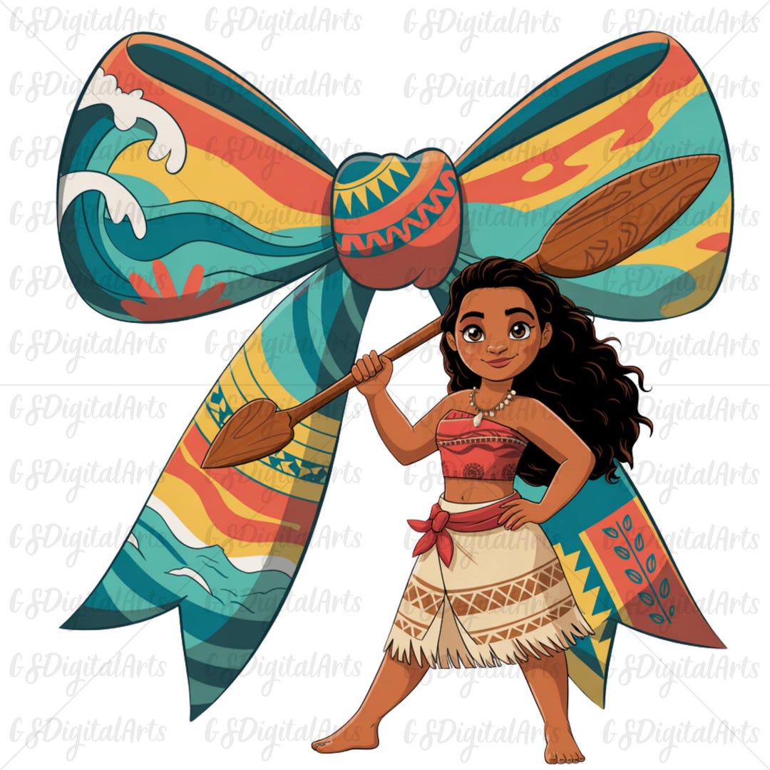 Moana PNG, Moana Big Bow PNG, Disney Princess Clipart, Polynesian Island Girl Digital Download ...