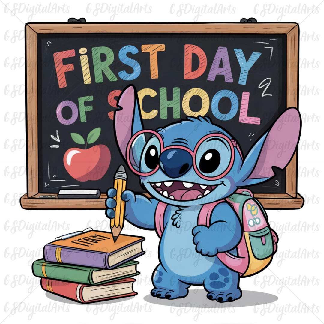 Stitch First Day of School PNG, Disney Clipart (digital File) - Etsy
