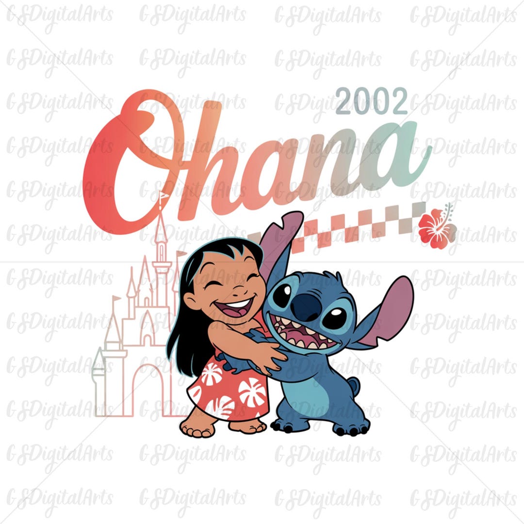 Ohana Lilo and Stitch PNG, Lilo and Stitch PNG, Retro Disney Family ...
