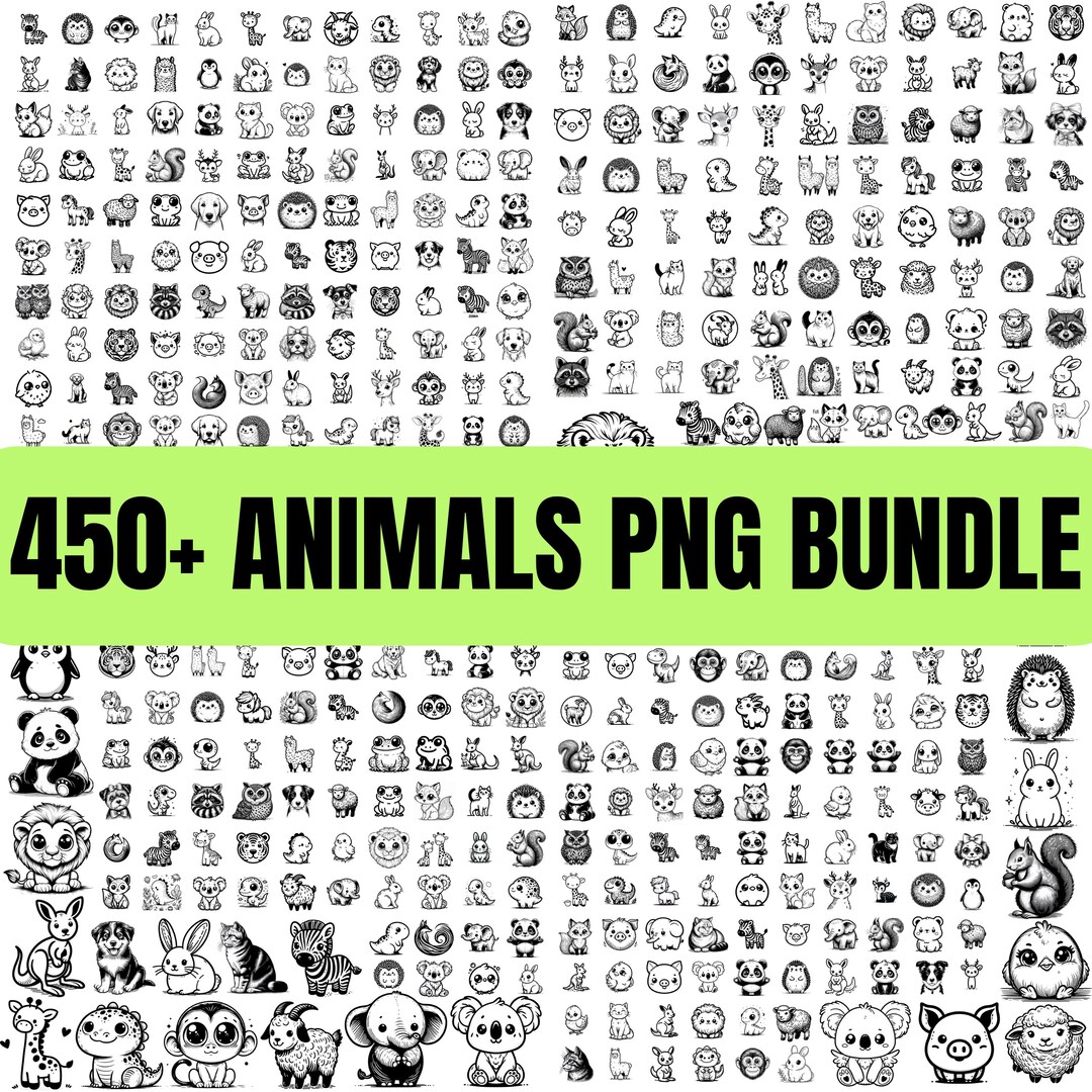 Animal Doodle PNG Bundle: Safari & Farm Clipart (digital Download) - Etsy