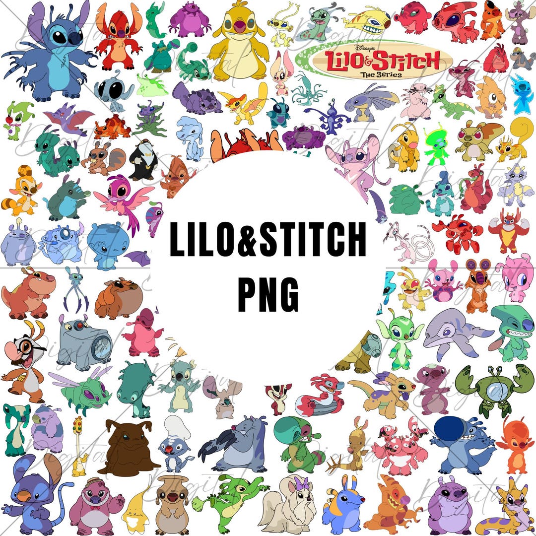 Leroy & Stitch Experiments Png Cliparts Bundle, Stitch PNG Cartoon ...