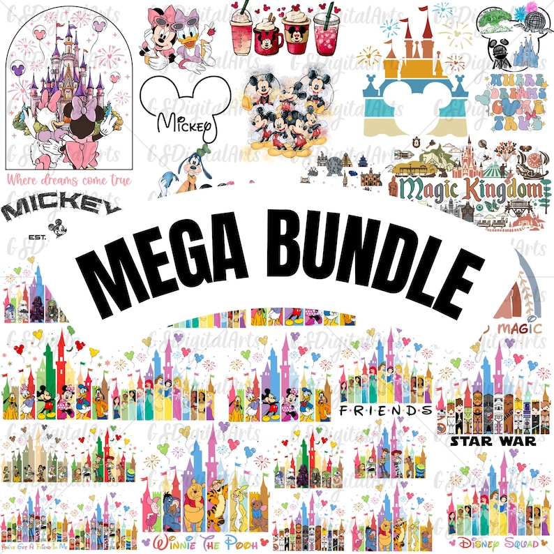 Disney Castle Mega Bundle PNG, Mickey Mouse Png, Winnie the Pooh, Magic ...