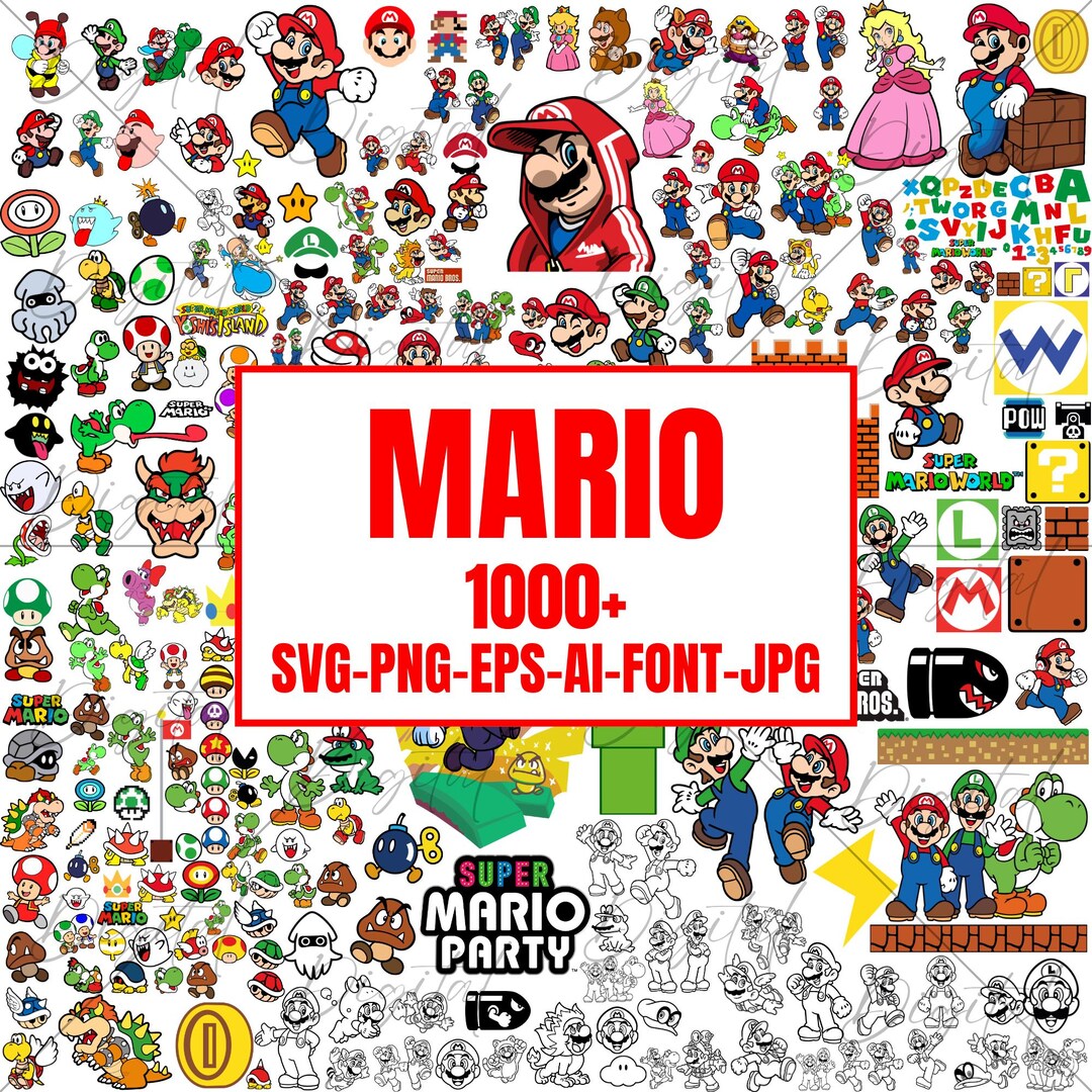 Super Mario Clipart Bundle: 1000+ Designs for Cricut (digital Files ...