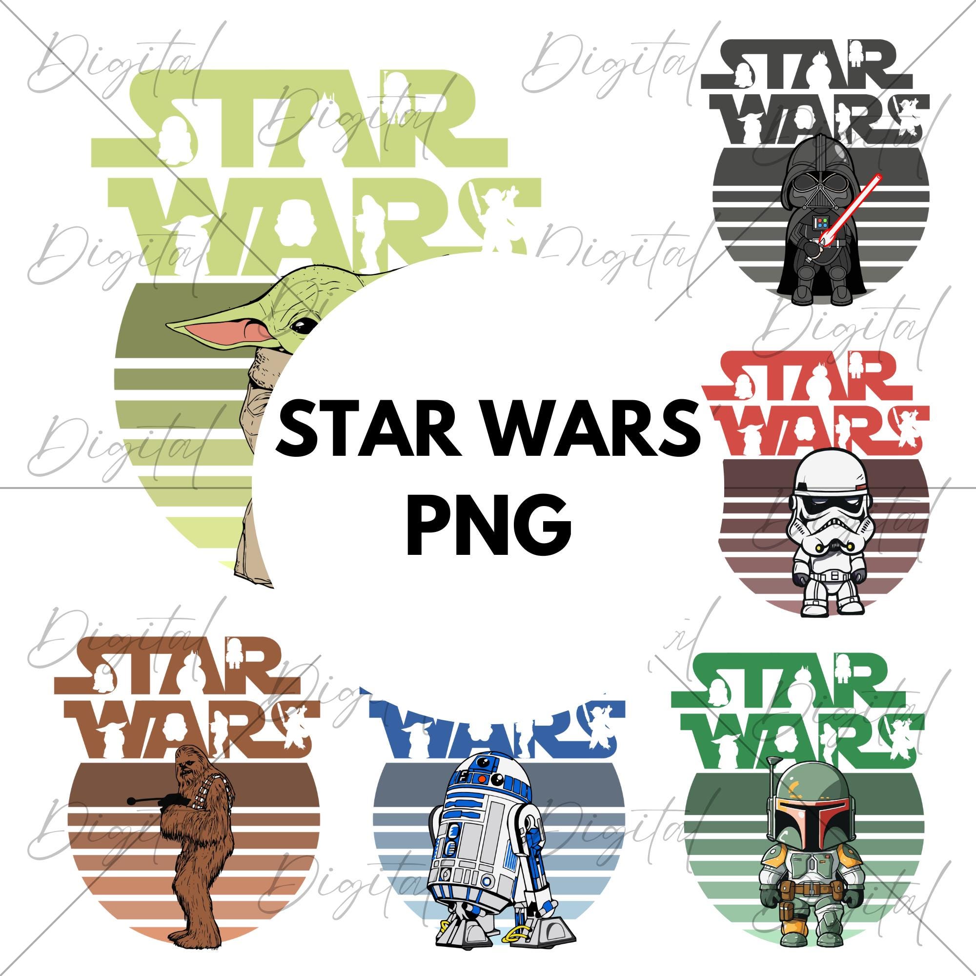 Star Wars Character Silhouettes PNG Clipart (digital Download) - Etsy