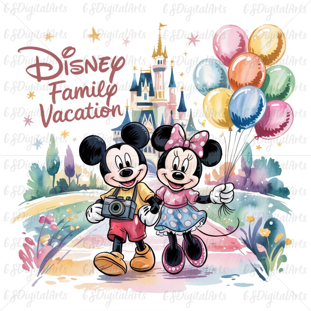 Disney Family Vacation PNG – Mickey, Minnie, Castle Clipart (digital ...