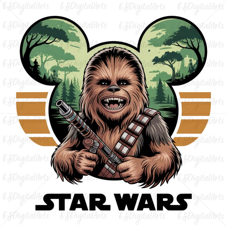 Chewbacca Star Wars PNG – Disney Mickey Ears Forest Space Art - Etsy UK