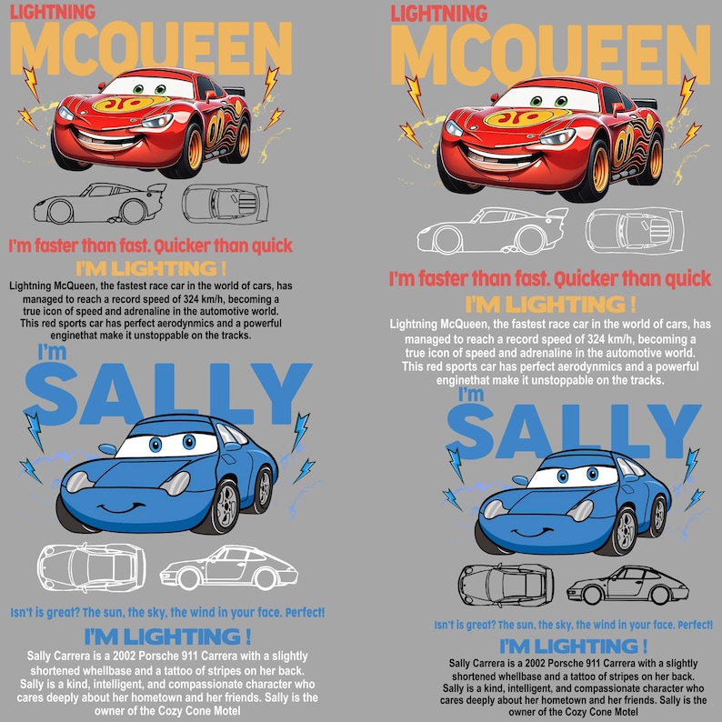 Lightning Mcqueen & Sally PNG Bundle: Retro Cars Anniversary (digital ...