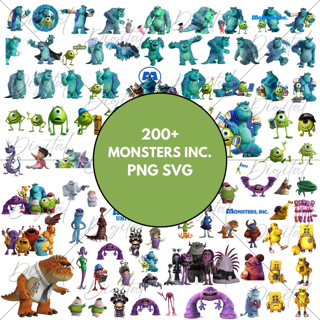 Monsters Inc. Clipart Bundle: 200+ SVG & PNG Files (digital Download ...