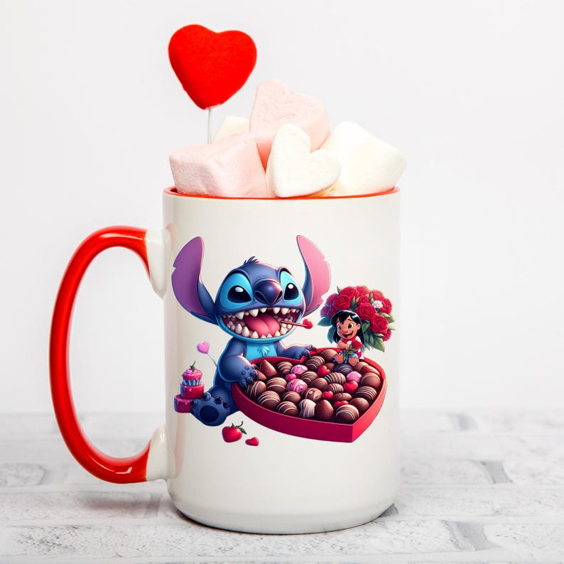 Lilo & Stitch Valentine PNG: Watercolor Cartoon Designs (digital ...