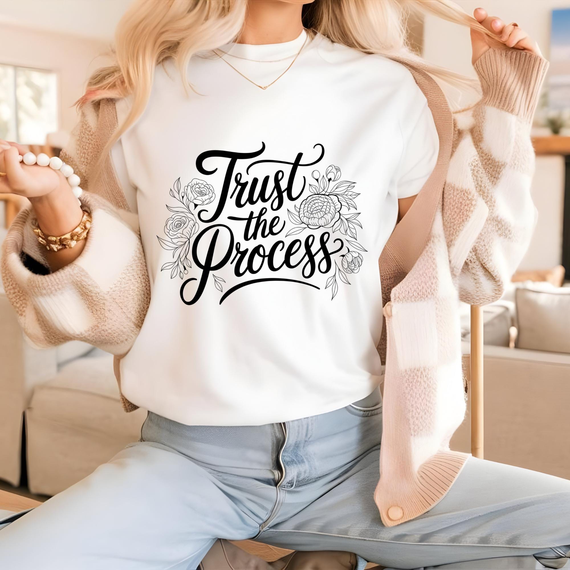 Floral Trust the Process PNG: Inspirational Quote Clipart (digital ...