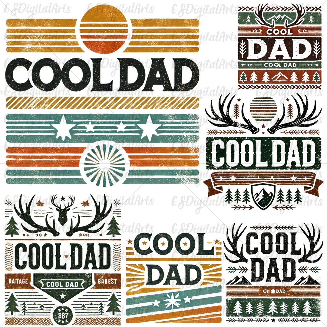Cool Dad Png Bundle, Father's Day Png, Vintage Dad Png, Retro Cool Dad ...