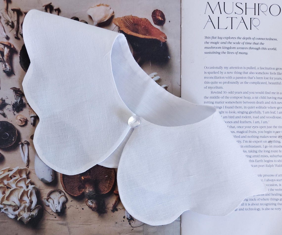 White Linen Dress Collar Scalloped Edges Linen Collar Kids Dress Collar ...