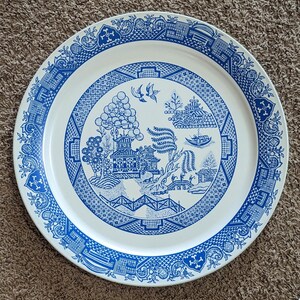 Vintage 19" Size Vintage Tin Blue Willow Ware Round Decorative Tray - Etsy