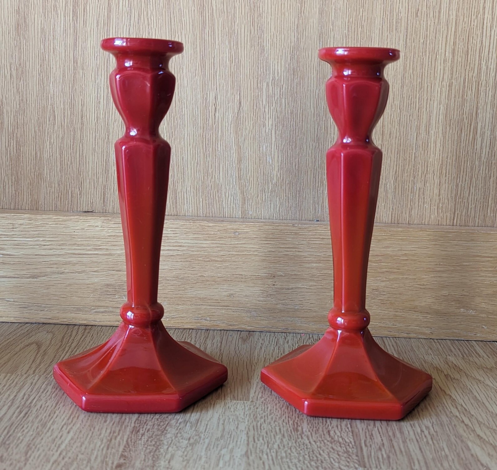 Fenton Candlestick Holders Venetian Red Glass No. 449 8.5"t Set of 2 ...