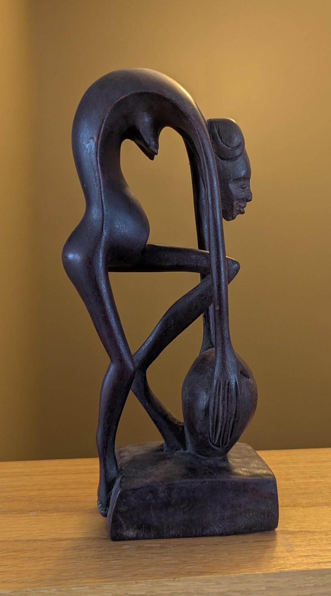 Makonde Style Sculpture African Tribal Wood Carved Flexible Pregnant ...
