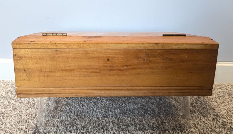 Antique Wood Travel Lap Writing Desk Slanted Hinged Lift Top Lid With ...