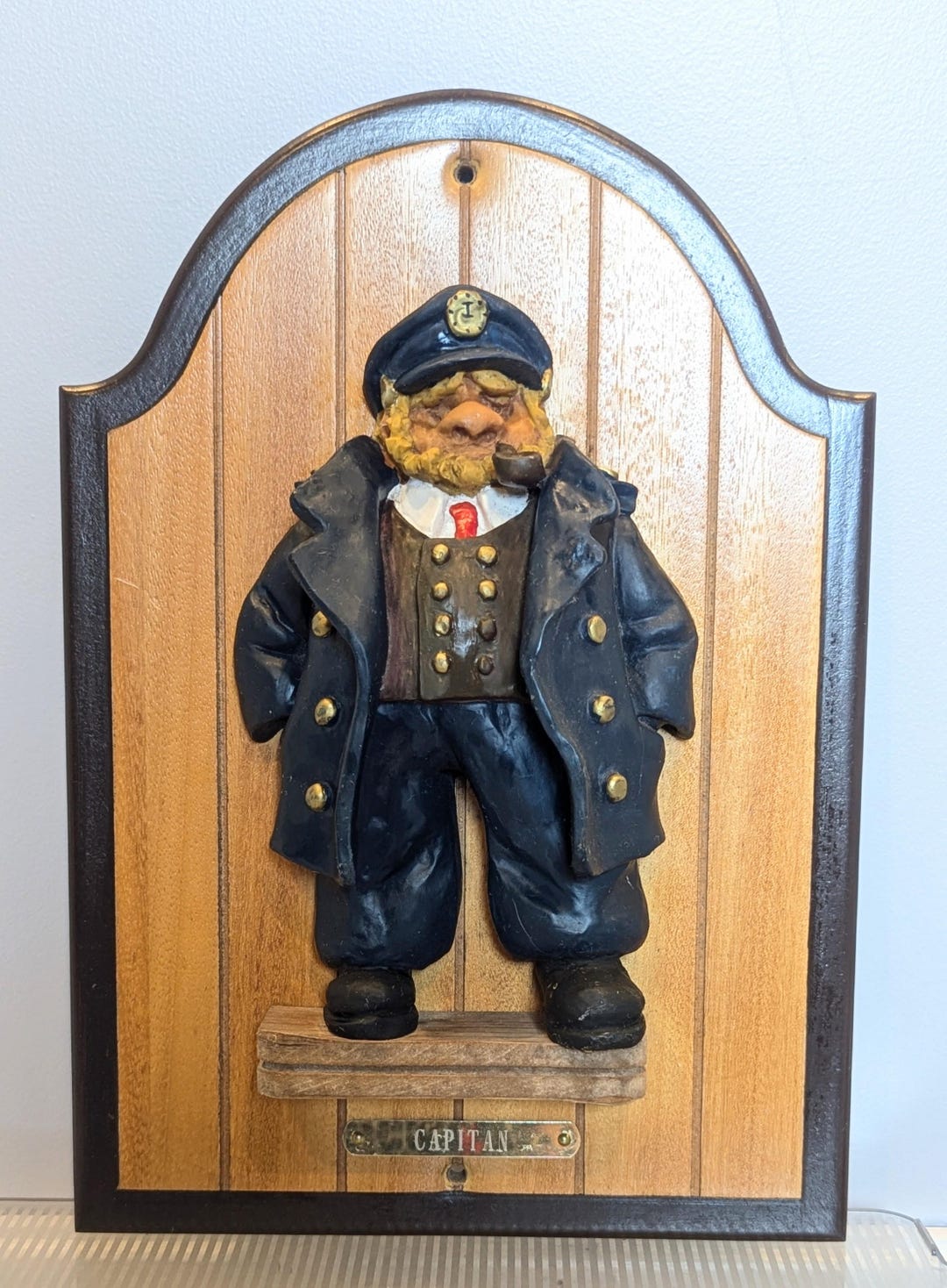Sea Captain Nautical Capitan With Pipe Wood Wall Plaque Mounted Vintage ...