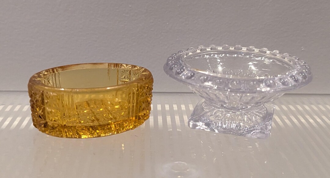 Amber & Clear Glass Mini Individual Open Salt Cellars Vintage *READ - Etsy
