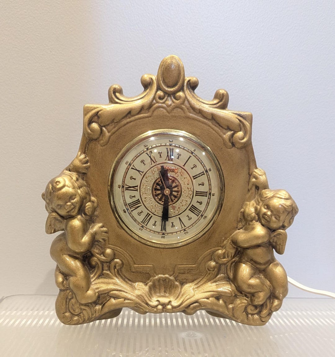 Narco Cherubs Electric Mantel Clock Movement by Lanshire Gold-tone ...