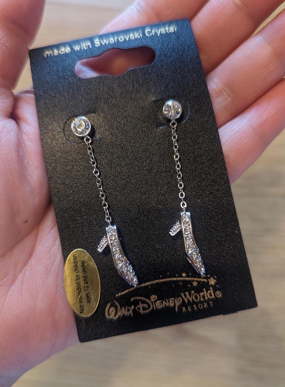 Cinderella Shoes Dangle Disney Silver Tone Earrings With Swarovski ...
