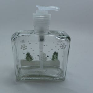 Hand Painted Snowman With Trees Soap Dispenser - Etsy