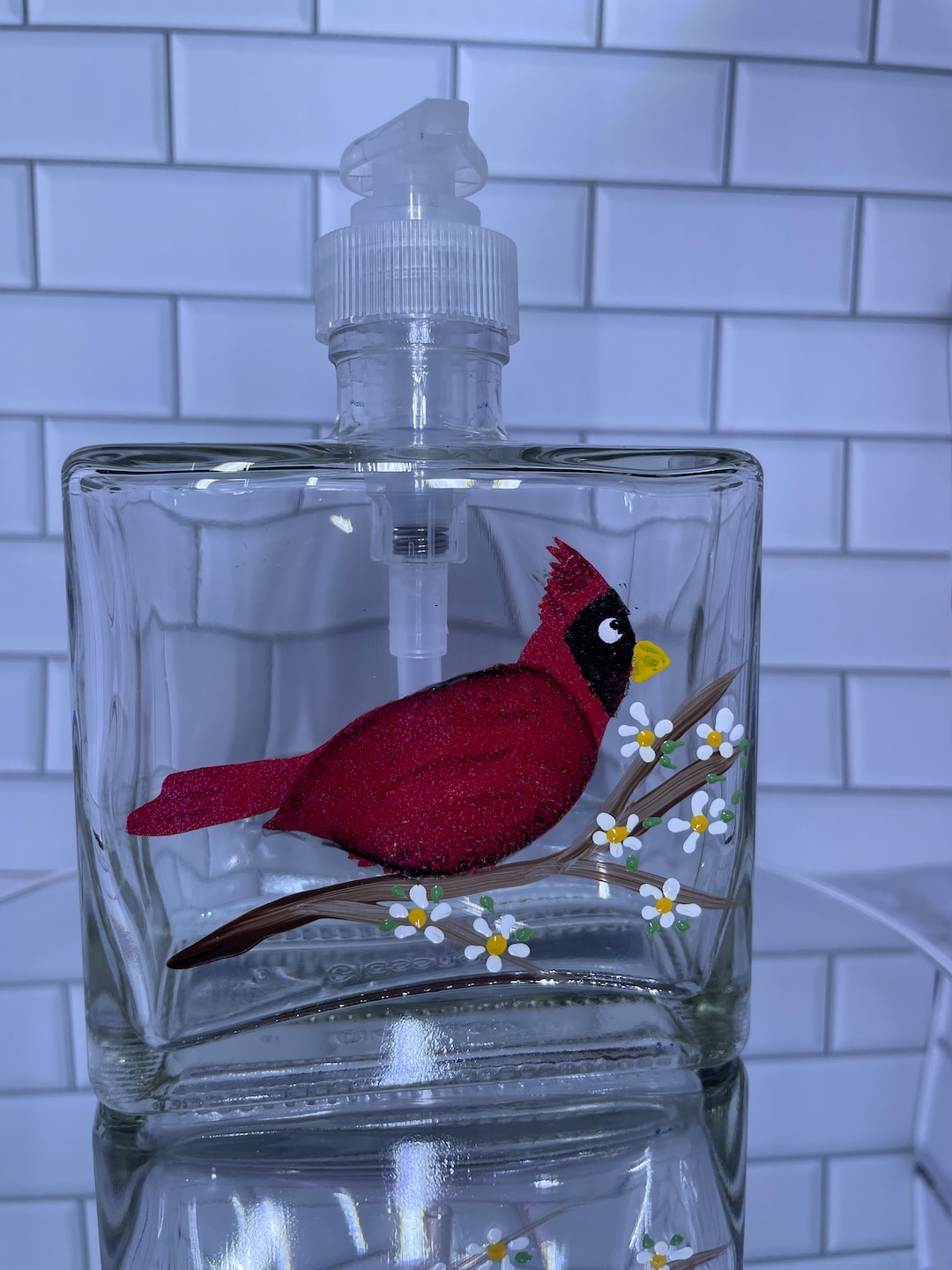 Hand Painted Spring Cardinal Soap Dispenser - Etsy