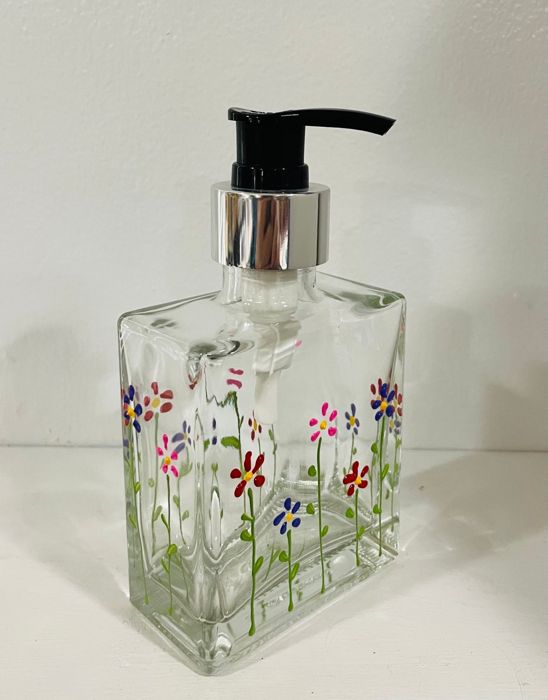 Hand Painted 6 Oz Soap Dispenser for Spring With Red, Pink and Purple ...