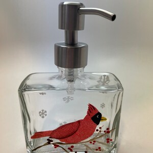 Hand Painted Winter Cardinal Soap Dispenser - Etsy