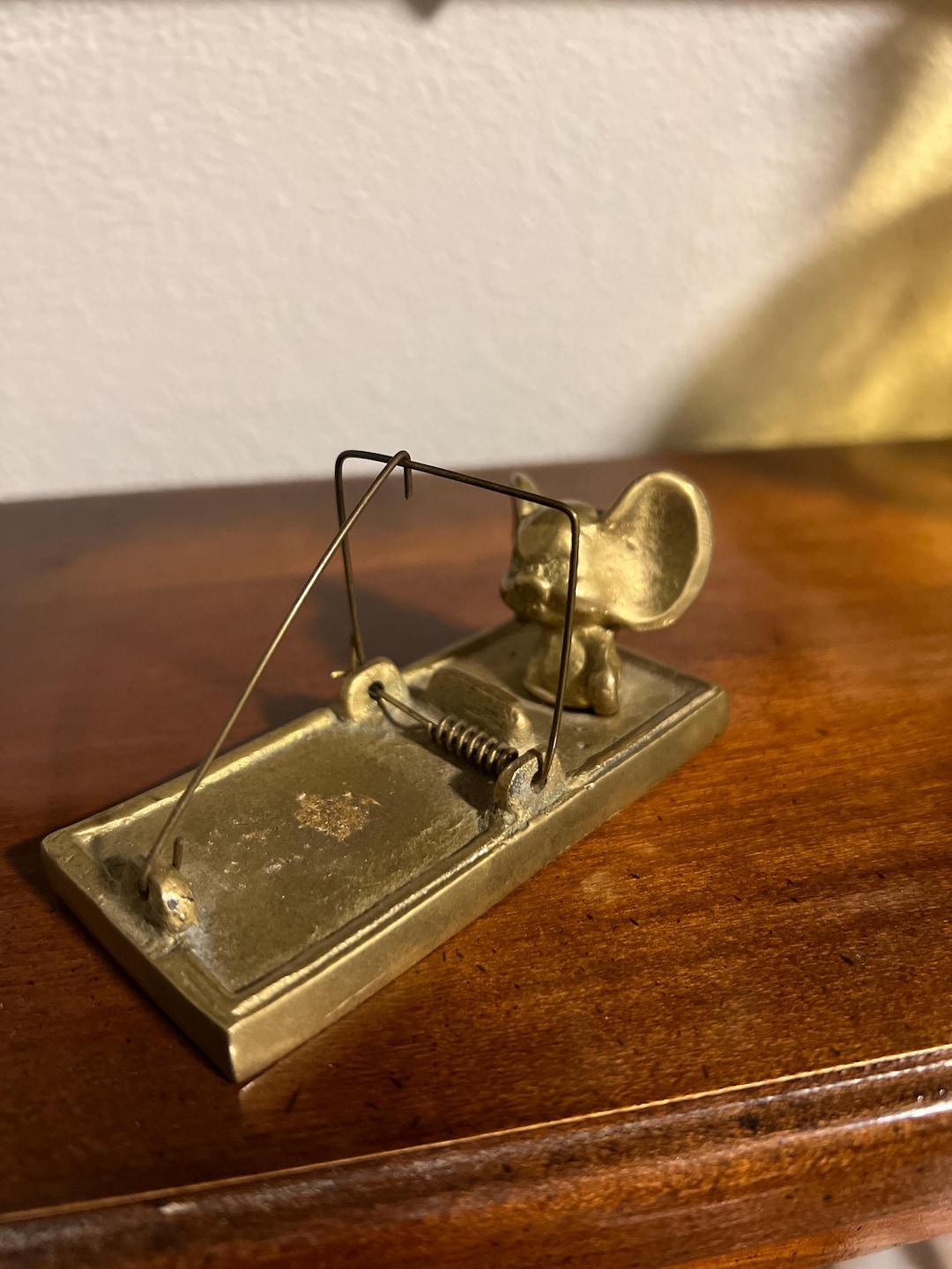 Vintage Brass Mouse in a Trap Paperweight Knick Knack Mid Century Brass ...