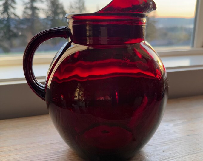 Vintage Anchor Hocking Royal Ruby Red Pitcher | Mid-century | Vintage ...