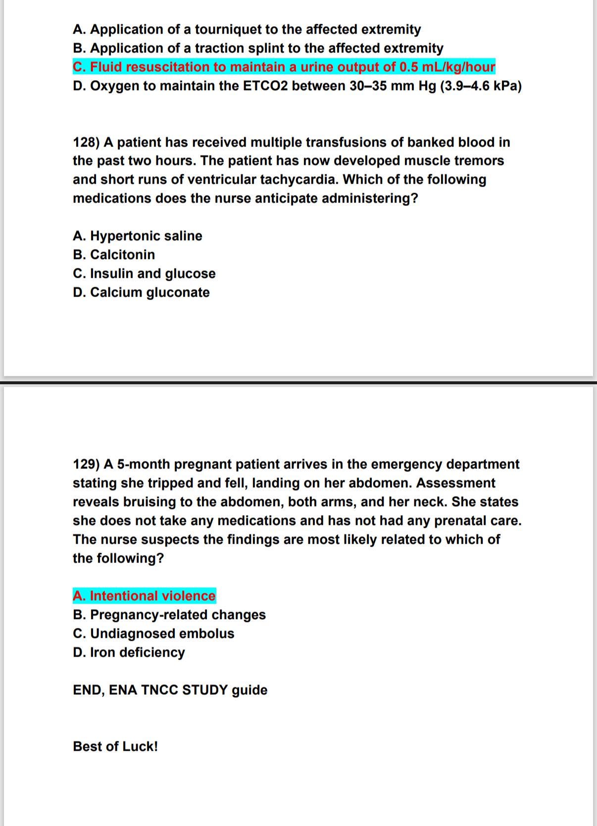 TNCC Final Exam Study Guide 9th Edition. Money Back Guarantee! - Etsy