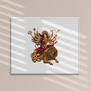 Goddess Durga Digital Art Print: Hindu Vedic Decor (downloadable File ...