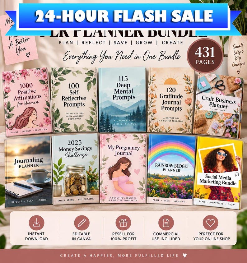 PLR Planner Bundle, 10 Editable Canva Digital Planners, 431 Page Resell ...