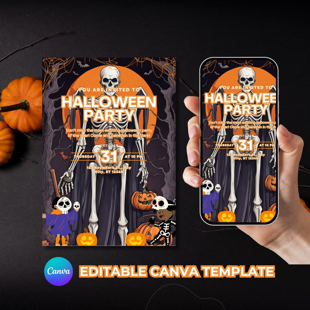 DIY Halloween Invitation| Printable Party Invite| Custom Halloween Card ...