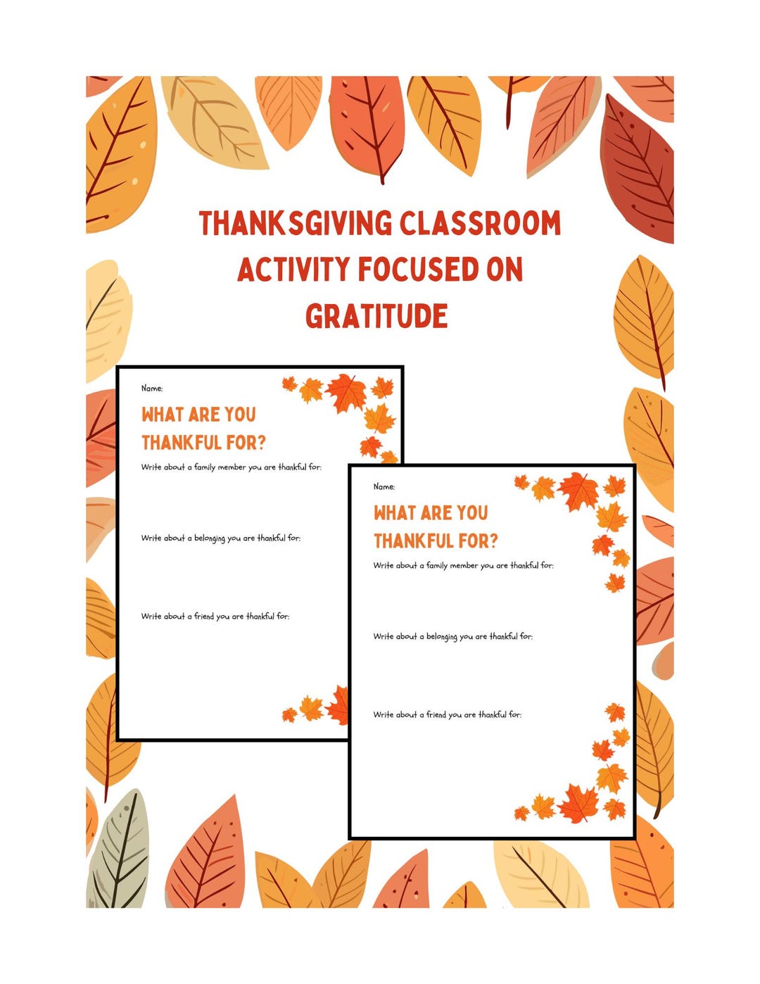 Thanksgiving Classroom Writing Activity - Etsy