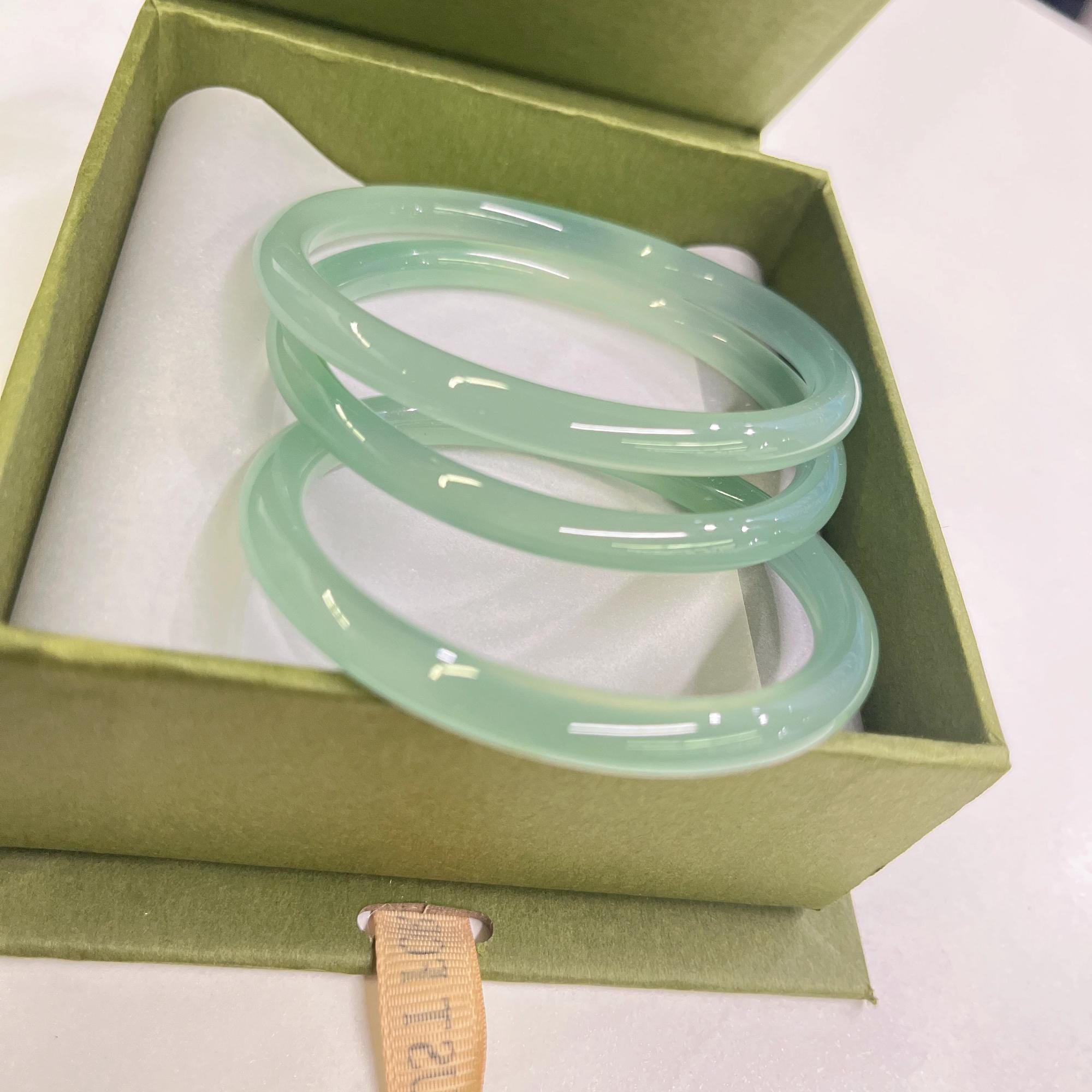 Natural Jade Bangle Bracelet, Genuine Green Jade Jewelry for Women ...