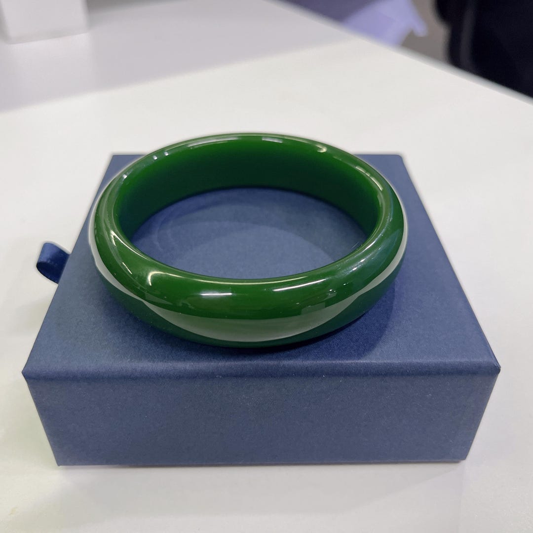 Genuine Jade Bangle Bracelet – Natural Green Jadeite Jewelry, Real ...