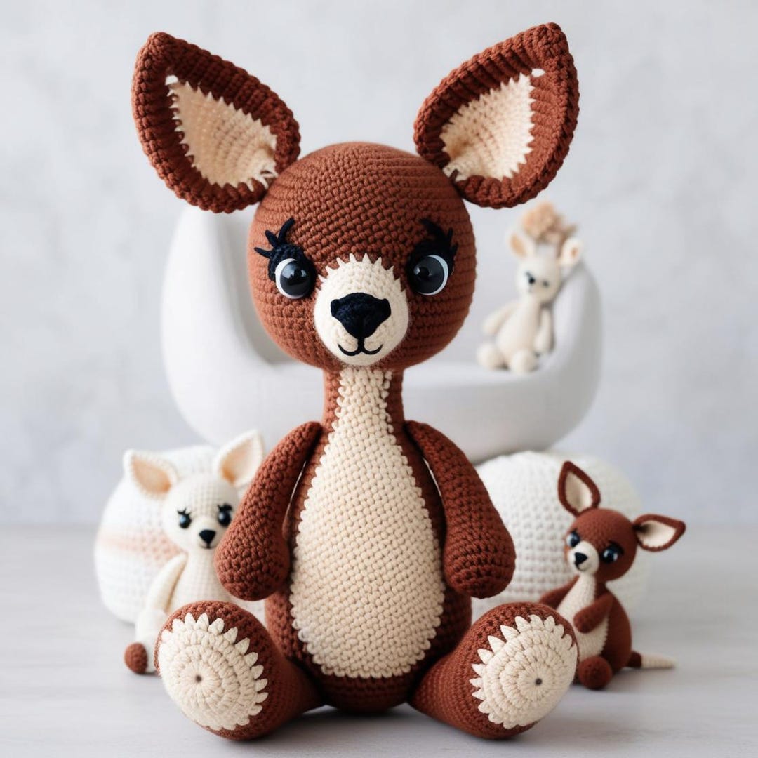 Kangaroo Crochet Pattern, Cute Kangaroo Amigurumi Crochet Pattern ...
