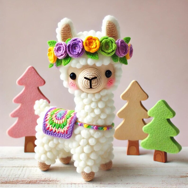 Lily the Llama Crochet Pattern DIY Amigurumi Llama Plush With Flower ...