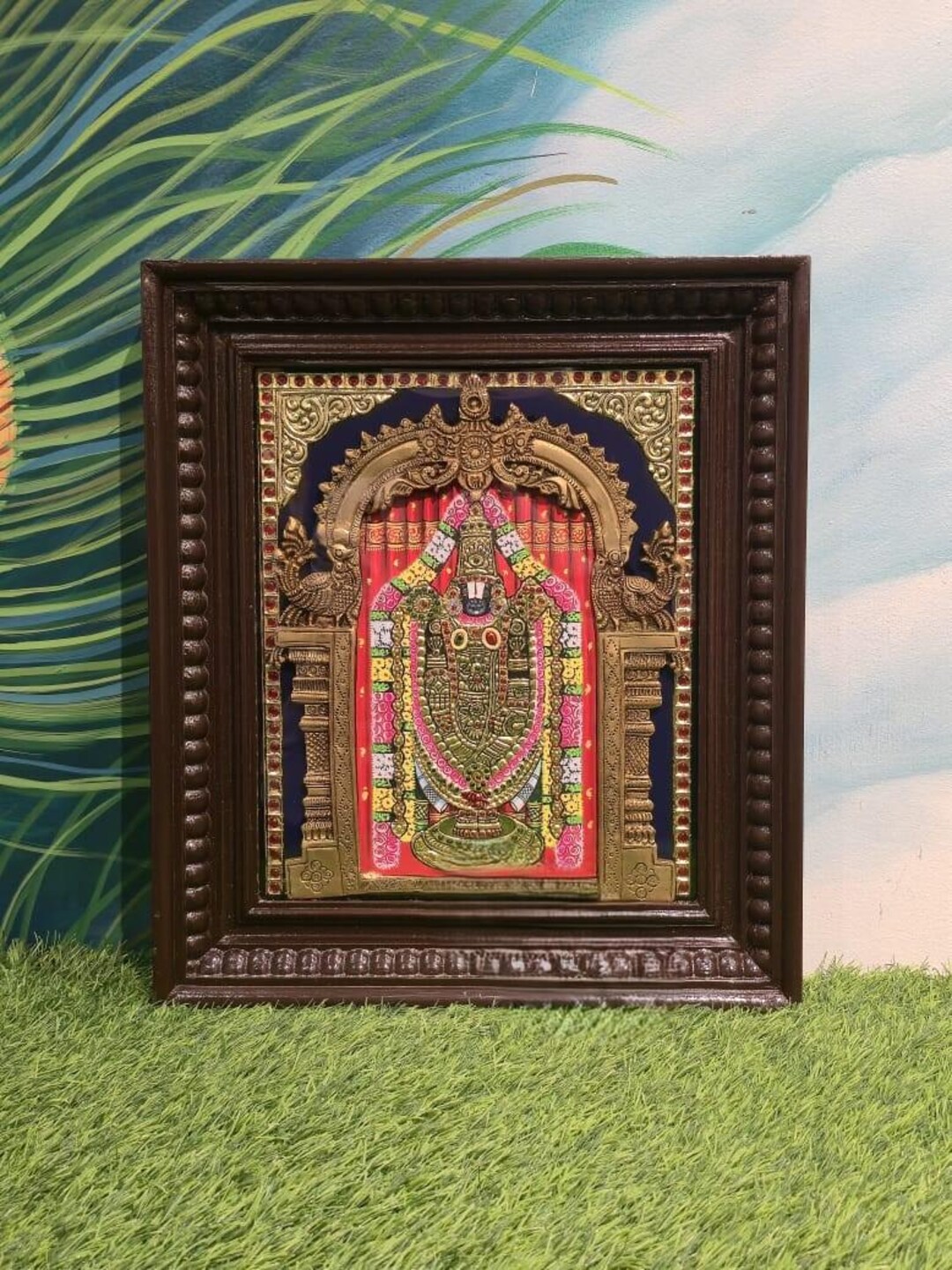 Balaji Tanjore Painting With Brass Prabhavalli for Return Gifts for ...