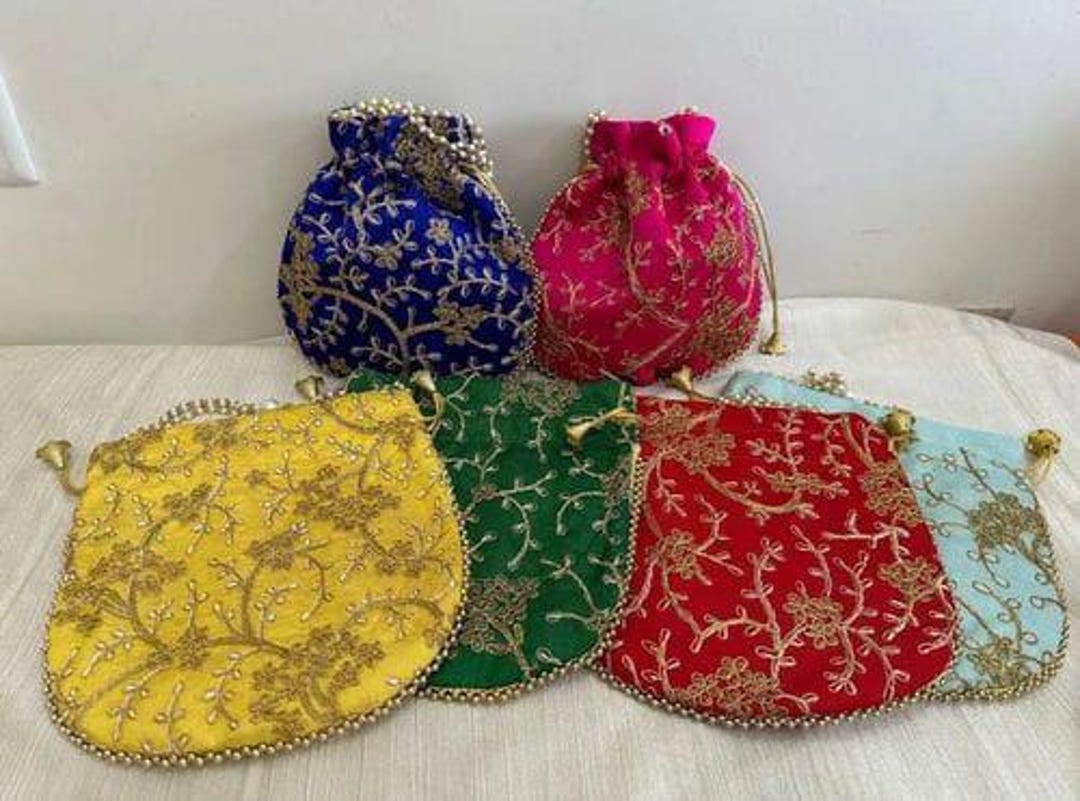 Embroidered Potli Bags Thread Work for Wedding, Festive Occasion, House ...