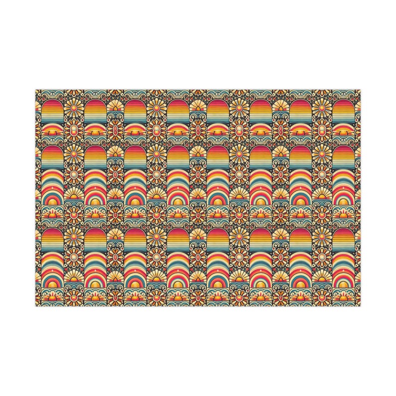Retro Sunrise Wrapping Paper Bright and Colorful Vintage Design - Etsy