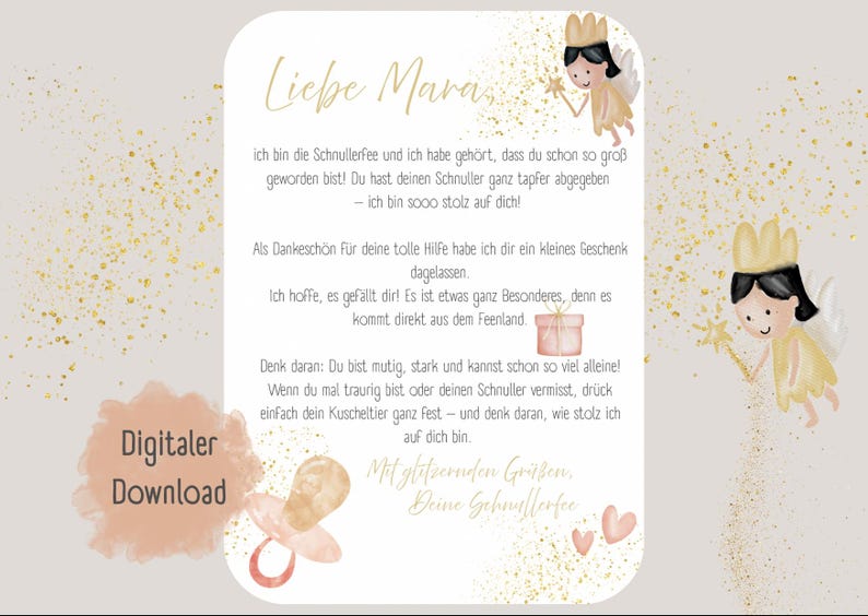 Digital Download Pacifier Fairy Letter / Letter Toddler Pacifier Fairy ...