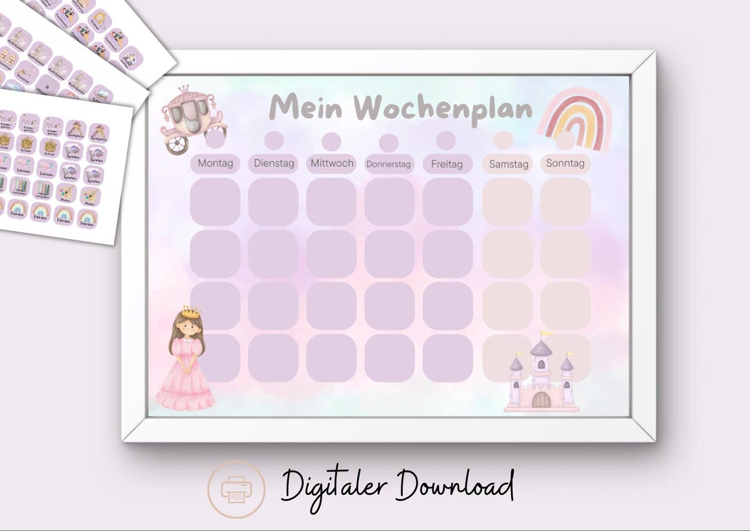 Digital Download Children's Weekly Schedule PDF | Daily Schedule to ...