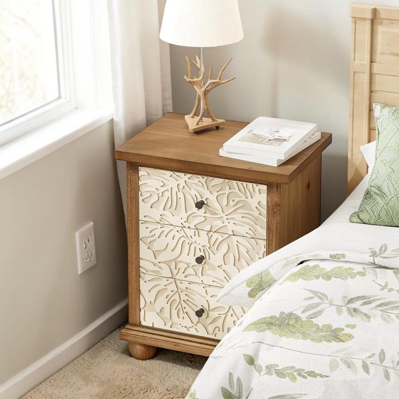 Rustic Farmhouse Nightstand Handcrafted Wooden Bedside Table With ...