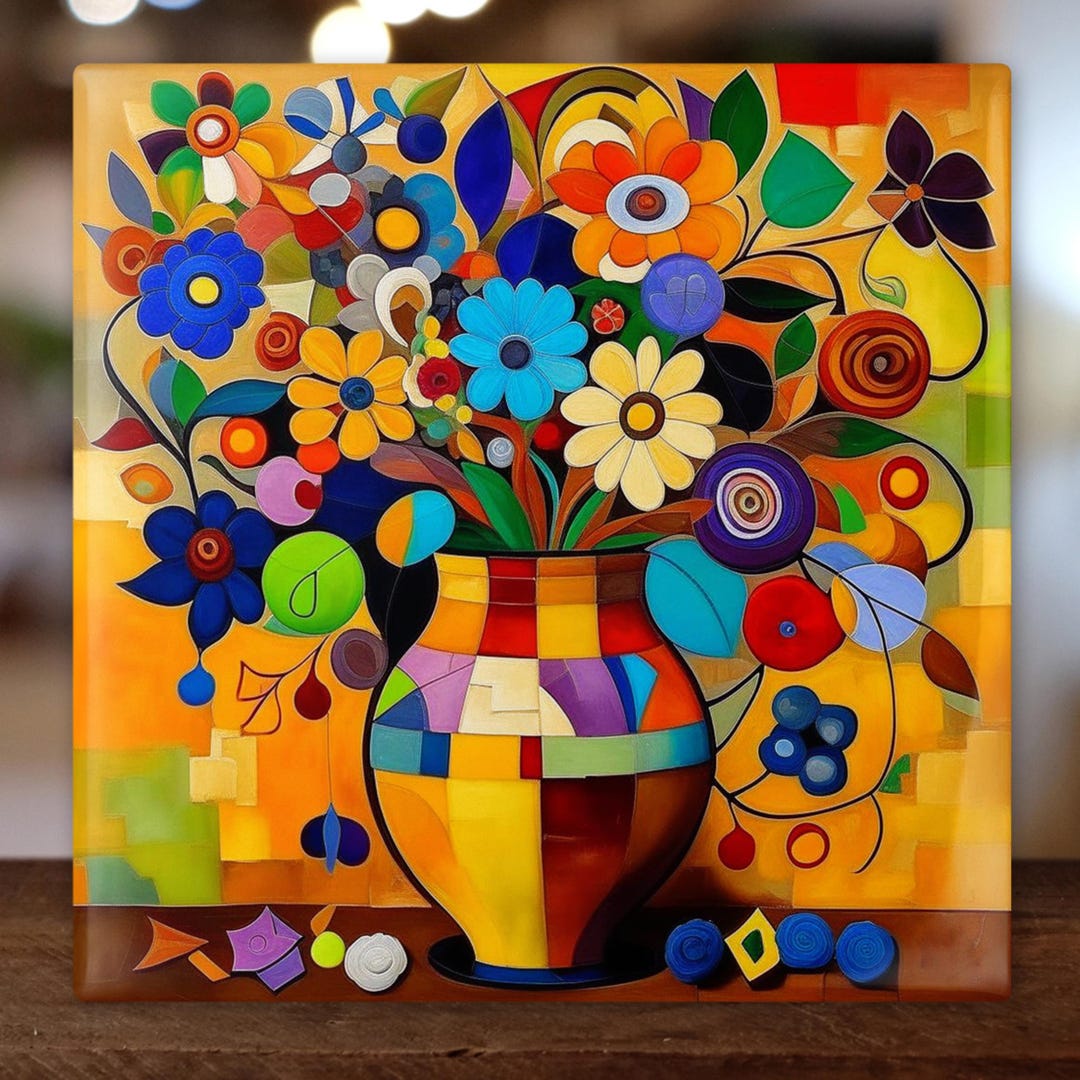 Ceramic Art Tile – Picasso Inspired Floral Abstract Wall Decor - Etsy