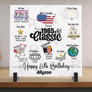60th Birthday Gift | Vintage 1965 Print | Ceramic Art Tile | Birthday ...