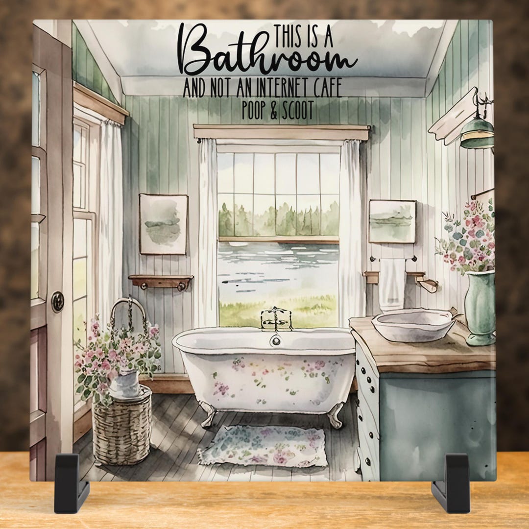 Bathroom Humor Ceramic Tile Art: Funny Home Decor Sign - Etsy